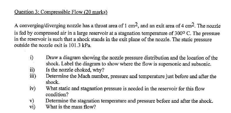 Compressible Flow A converging/diverging nozzle has | Chegg.com