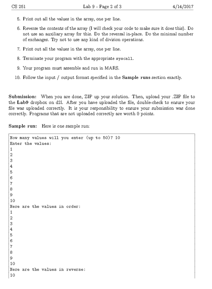 Solved Introduction In This Lab You Will Write A Mips