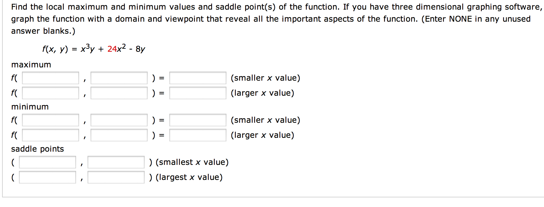 Find The Local Maximum And Minimum Values And Saddle