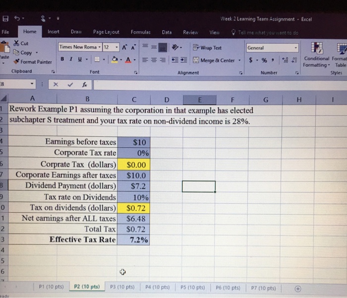 Solved Rework Example P1 assuming the corporation in that | Chegg.com