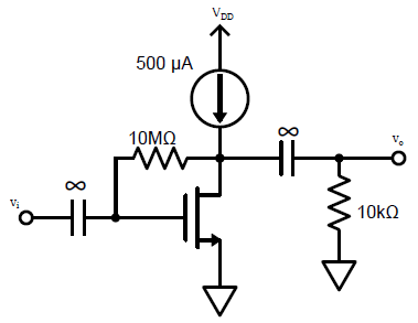Solved In the following ampli er circuit the nMOS has Vt = | Chegg.com