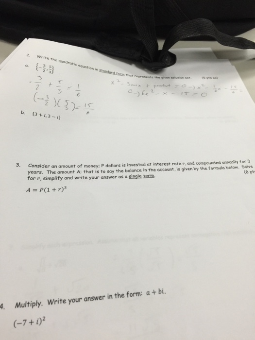 Solved Write the quadratic equation in standard form that | Chegg.com