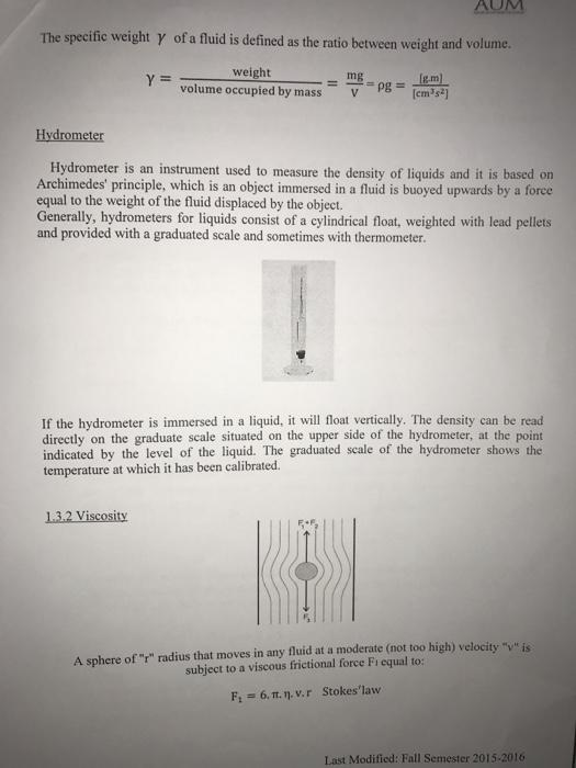 Solved Experiment: Measurement of liquids density, specific | Chegg.com Solved Experiment: Measurement of liquids density, specific | Chegg.com