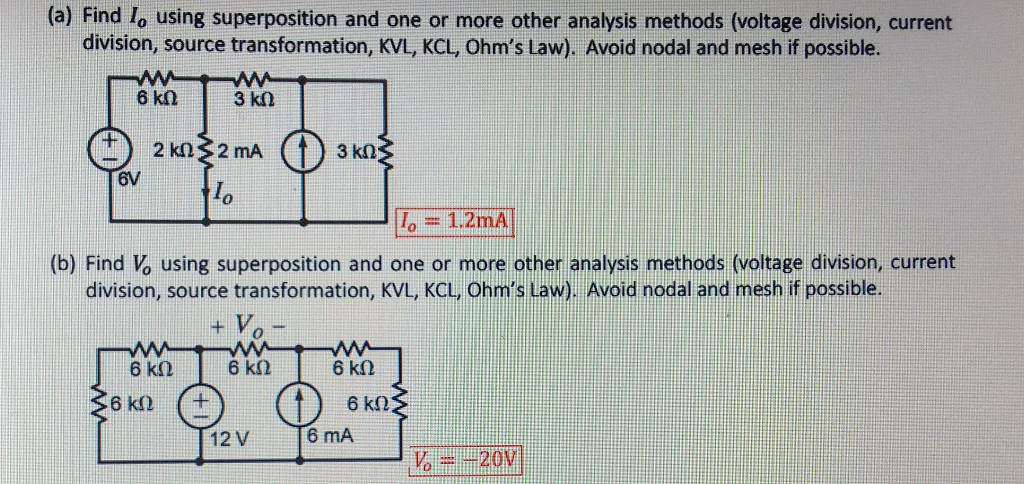 Solved (a) Find Io using superposition and one or more other | Chegg.com