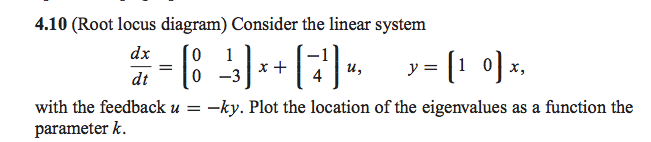 Solved (Root locus diagram) Consider the linear system | Chegg.com