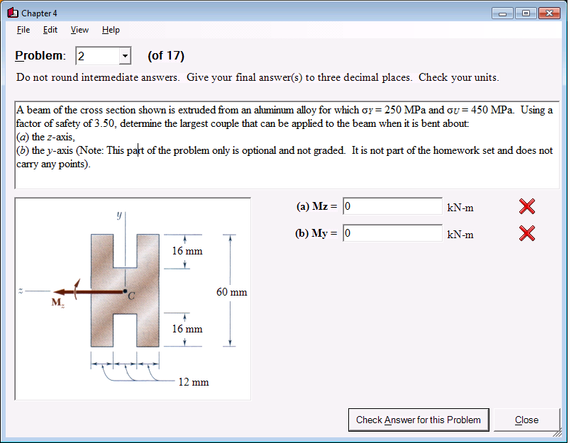 Solved A beam of the cross section shown is extruded from an | Chegg.com