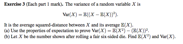 Solved The variance of a random variable X is Var(X) = E((X | Chegg.com