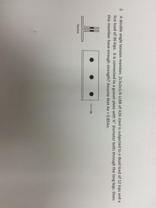 2. A double angle tension member, 2L3x2x1/4 LLBB of | Chegg.com