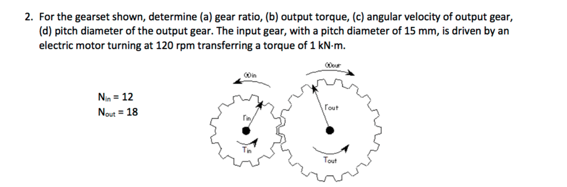 Solved For the gearset shown, determine (a) gear ratio, (b) | Chegg.com