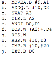 The following 68000 assembly language instructions | Chegg.com