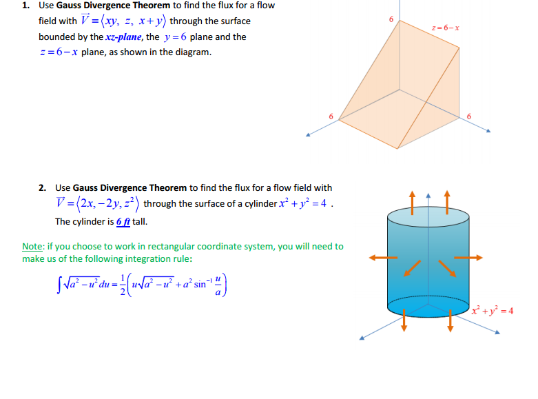 Solved Use Gauss Divergence Theorem to find the flux for a | Chegg.com