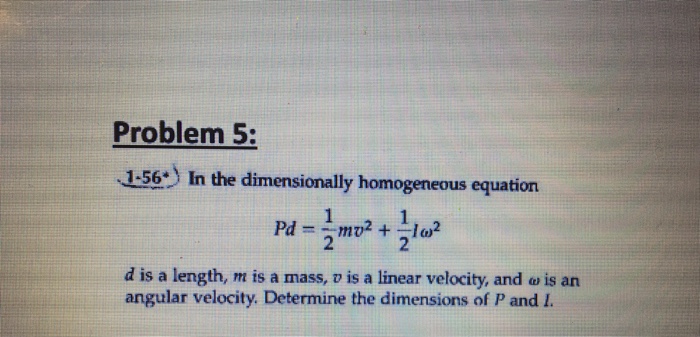 Solved In the dimensionally homogeneous equation Pd = 1/2 m | Chegg.com