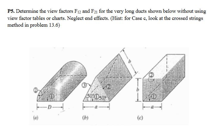 Solved Determine the view factors F 12 and F 21 for the very | Chegg.com