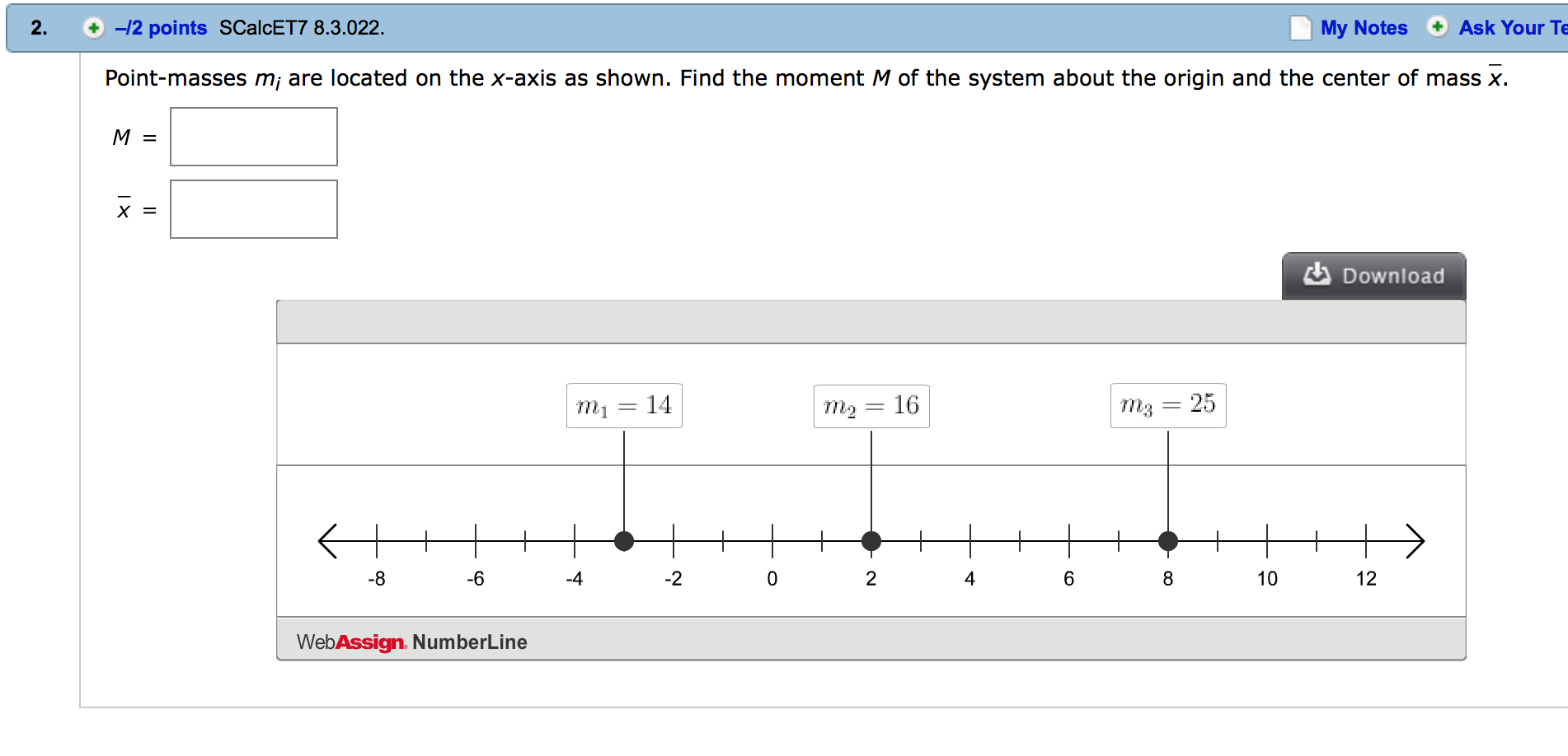 Solved Point-masses mi are located on the x-axis as shown. | Chegg.com