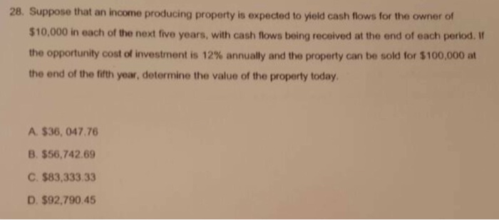 Solved Suppose that an income producing property is expected | Chegg.com