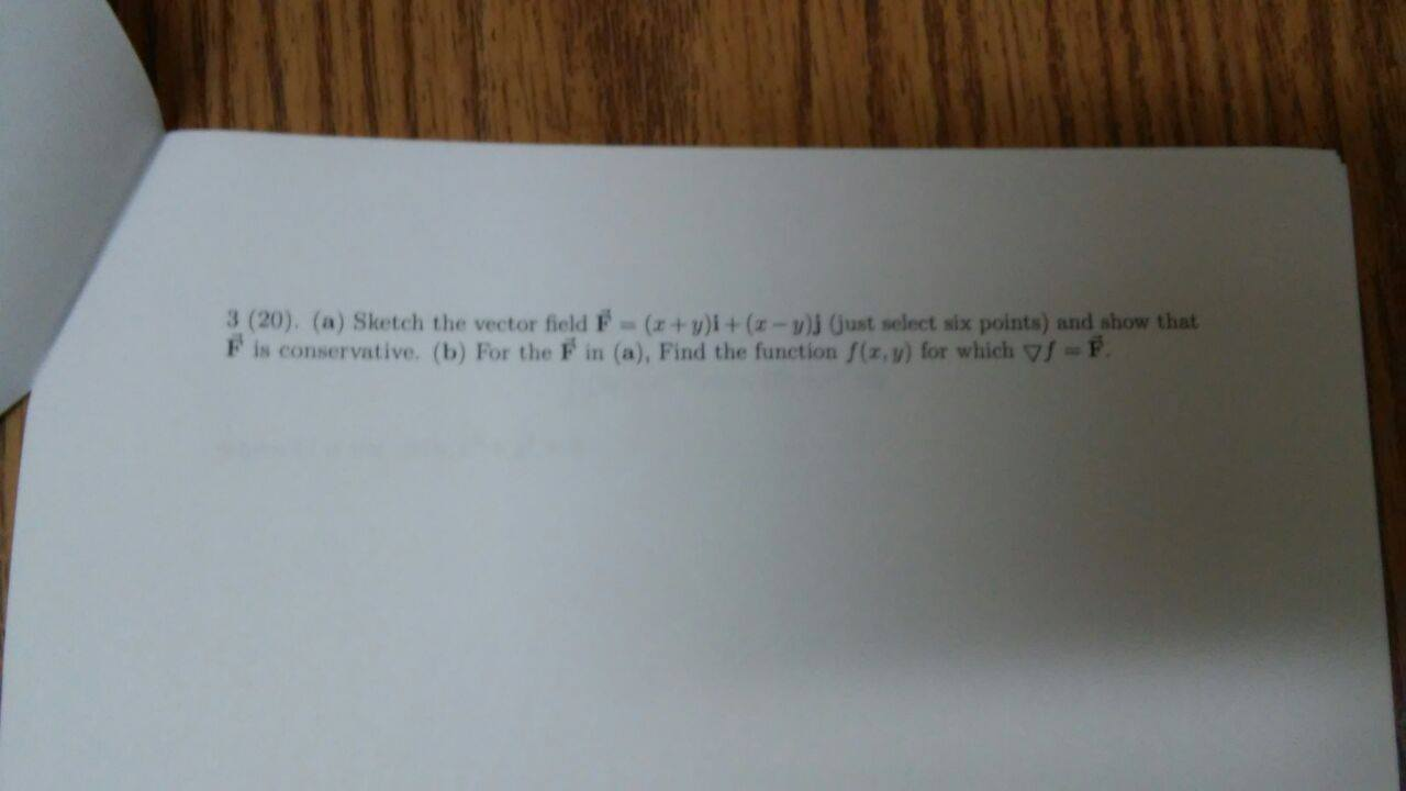 Solved 3 (a) Sketch the vector field F = (x + y)I + (x - y)j | Chegg.com