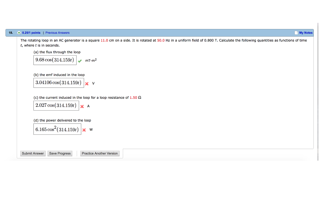 Solved The rotating loop in an AC generator is a square 11.0 | Chegg.com