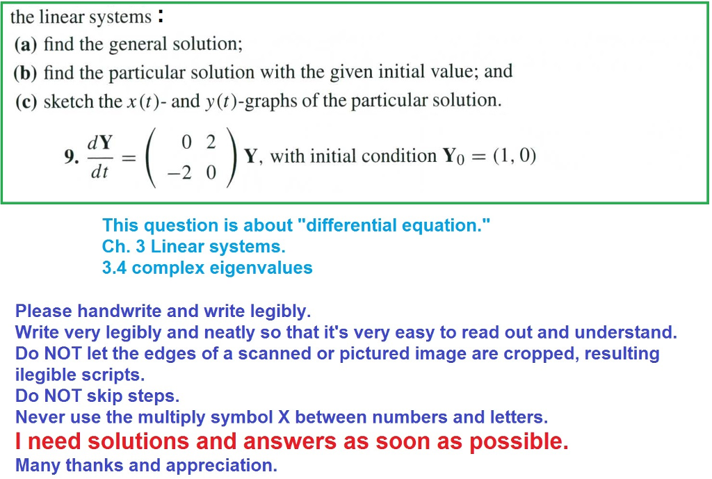 Solved the linear systems (a) find the general solution; (b) | Chegg.com