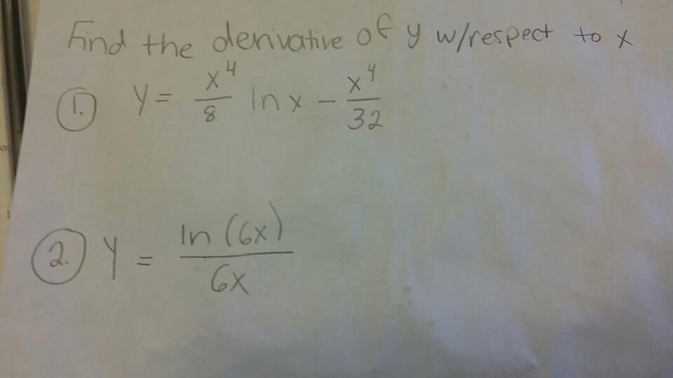 Solved Derivatives of Natural Log: Please show how to find | Chegg.com