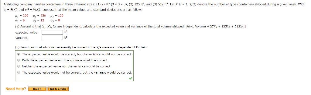 Solved A 5hipping company handles containers in three | Chegg.com