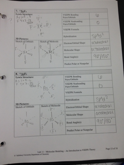 Solved Lewis Structure: VSEPR Bonding Pairs Orbitals VSEPR | Chegg.com