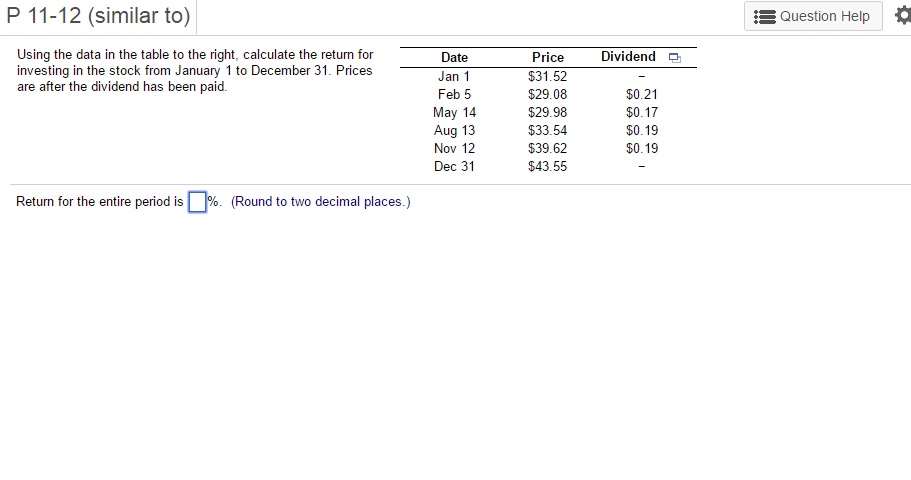 Solved P 11-12 (similar to) Using the data in the table to | Chegg.com