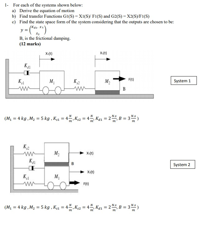 Solved For each of the systems shown below: a) Derive the | Chegg.com