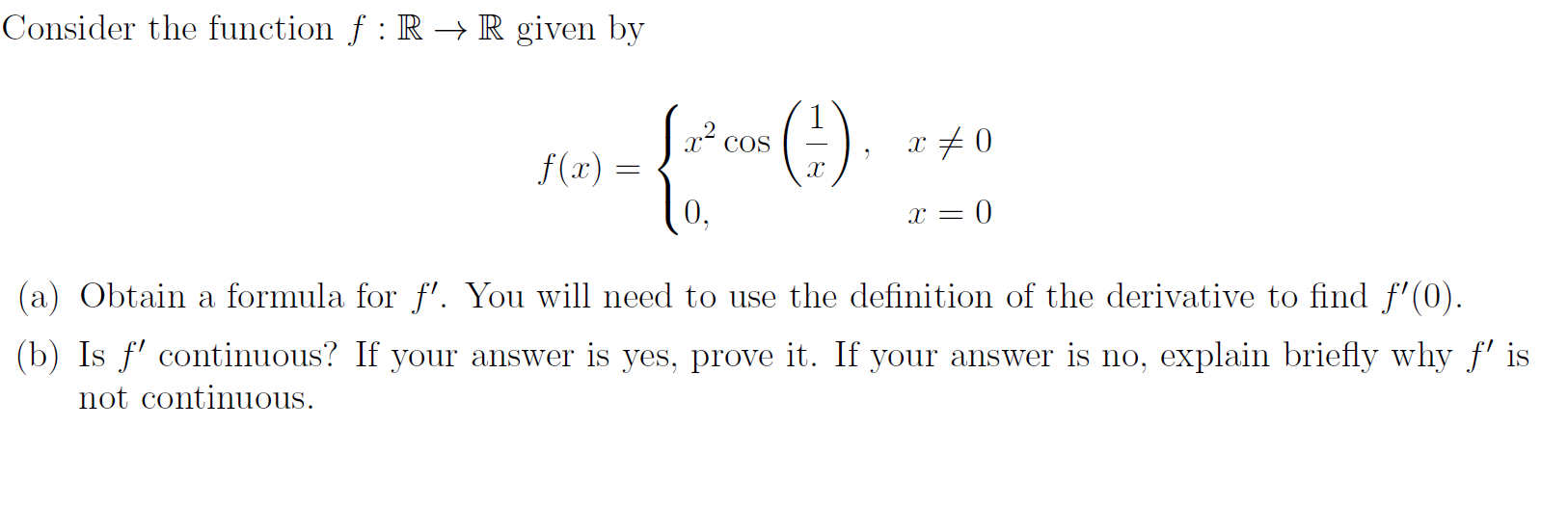 Solved Consider the function f : R rightarrow R given by | Chegg.com