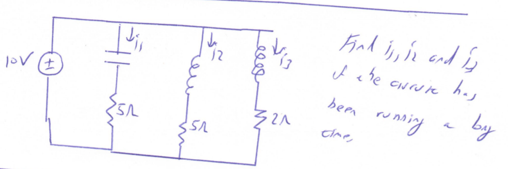Solved Find I1, I2, and I3 if the circuit has been running a | Chegg.com