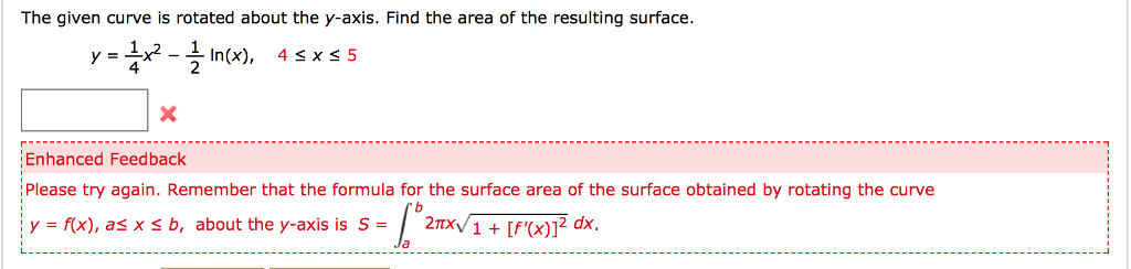 Solved The given curve is rotated about the y-axis. Find the | Chegg.com