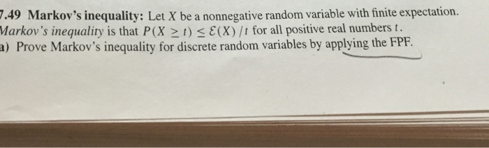 7.49 Markov?s inequality: Let X be a nonnegative | Chegg.com