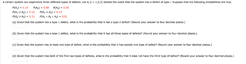 Solved A certain system can experience three different types | Chegg.com