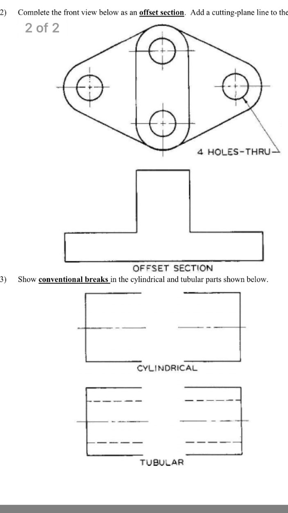 Solved 2) Complete the front view below as an offset | Chegg.com