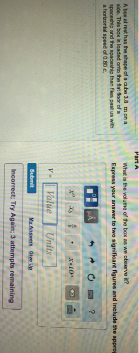 Solved A box at rest has the shape of a cube 3.8 m on a | Chegg.com