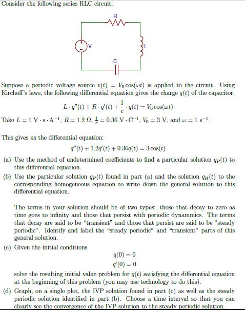 Solved Consider the following series RLC circuit: Suppose a | Chegg.com