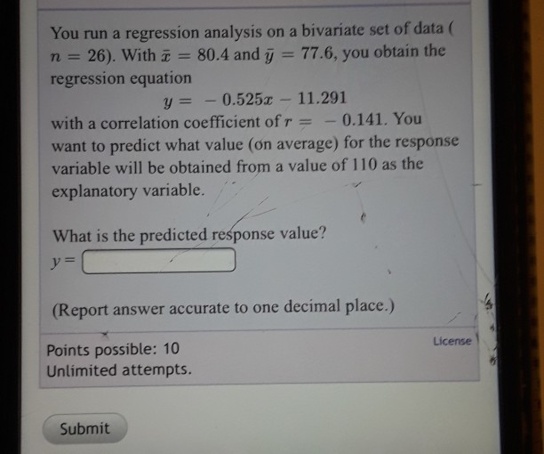 Solved You run a regression analysis on a bivariate set of | Chegg.com