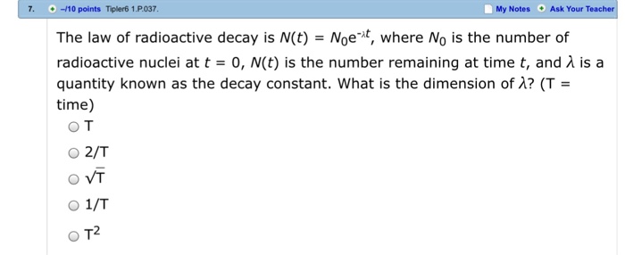 Solved The law of radioactive decay is N(t) = N_0e^-lambda | Chegg.com