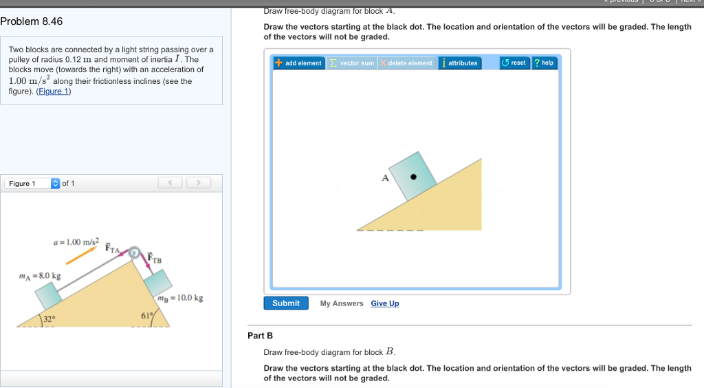 Solved Two blocks are connected by a light string passing | Chegg.com
