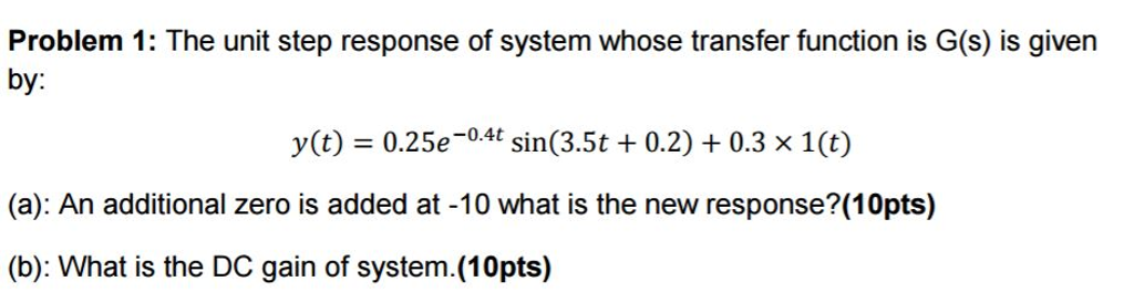 Solved The unit step response of system whose transfer | Chegg.com