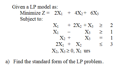 Solved Given a LP model as: Minimize Z= 2X_1 + 4X_2+ 6X_3 | Chegg.com