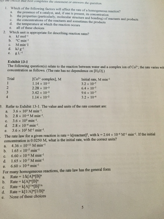 Solved Which of the following factor, will affect the rate | Chegg.com