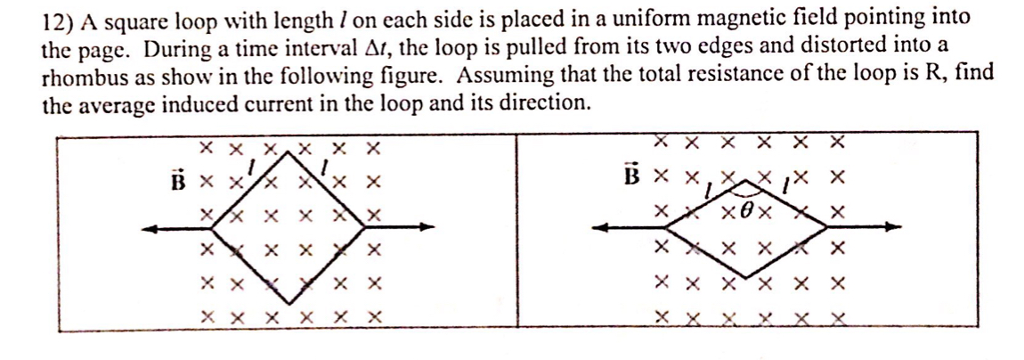 Solved 12) A square loop with length l on each side is | Chegg.com