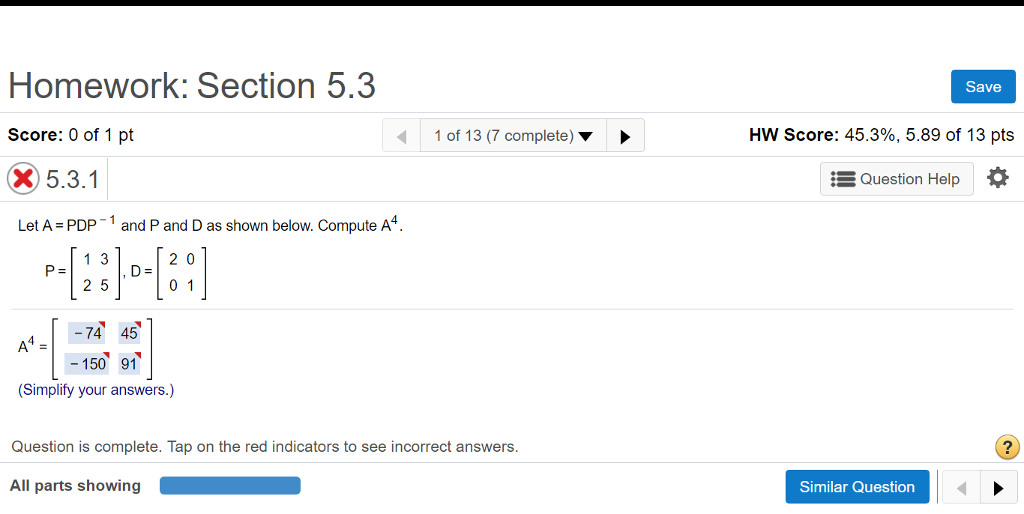 Solved Let A = PDP^-1 and P and D as shown below. Compute | Chegg.com