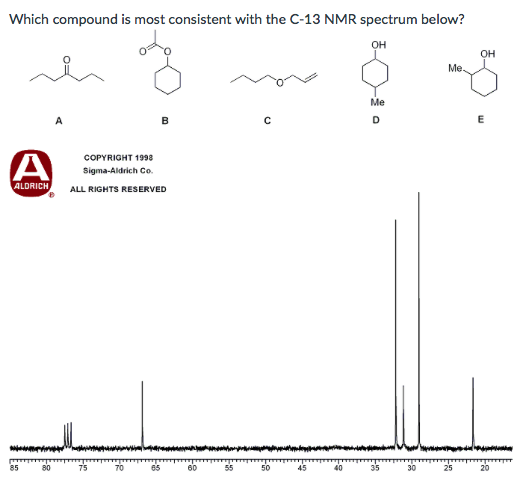 Solved Which compound is most consistent with the C-13 NMR | Chegg.com