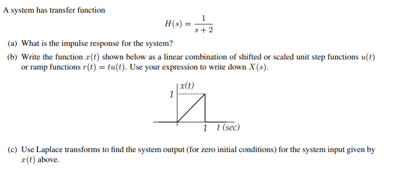 Solved A system has transfer function H(s) = s+2 (a) What is | Chegg.com