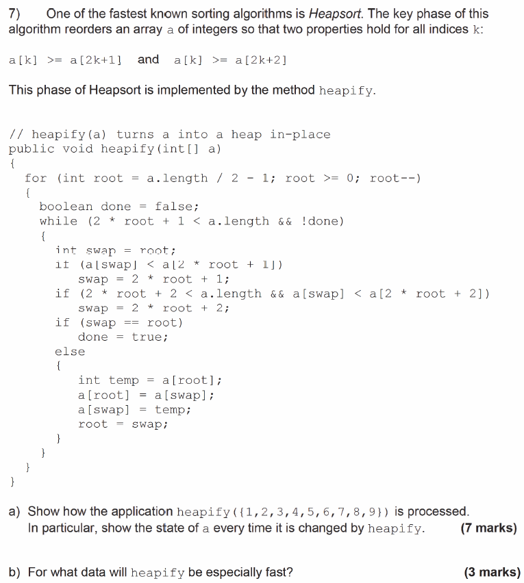 Solved 7) One of the fastest known sorting algorithms is | Chegg.com