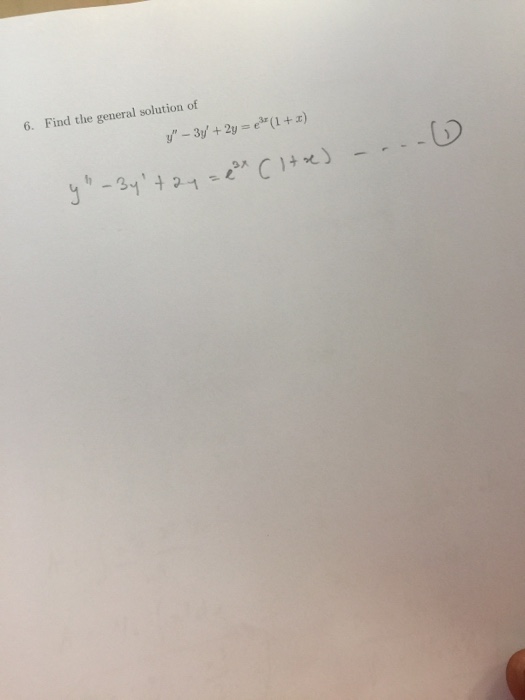 Solved Find the general solution of y" - 3y' + 2y = e^3x (1 | Chegg.com