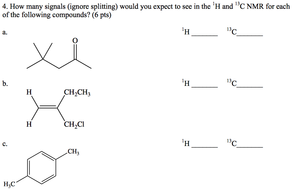 Solved How many signals (ignore splitting) would you expect | Chegg.com