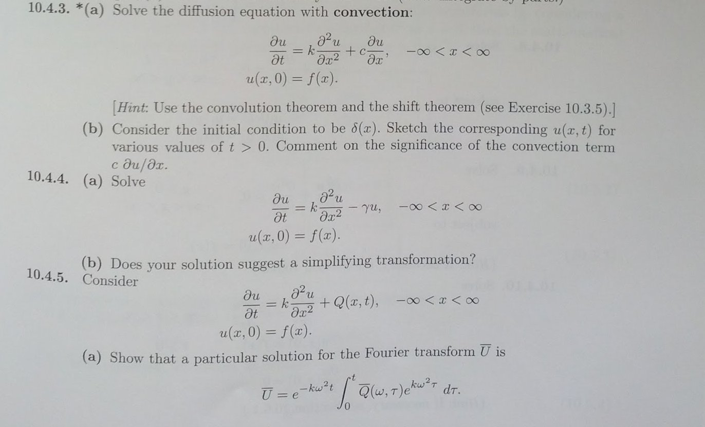 Solve the diffusion equation with convection: - | Chegg.com