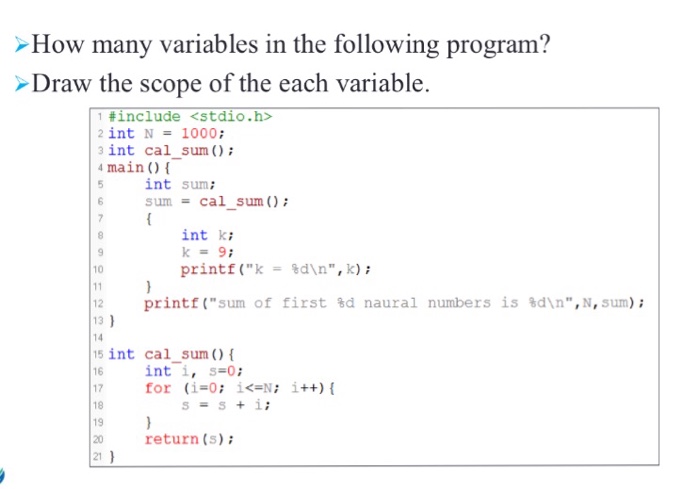 Solved How many variables in the following program? Draw the | Chegg.com